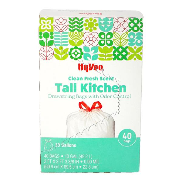 Hy-Vee Clean Fresh Scent Tall Kitchen Drawstring Bags 13 Gallon 40 ...